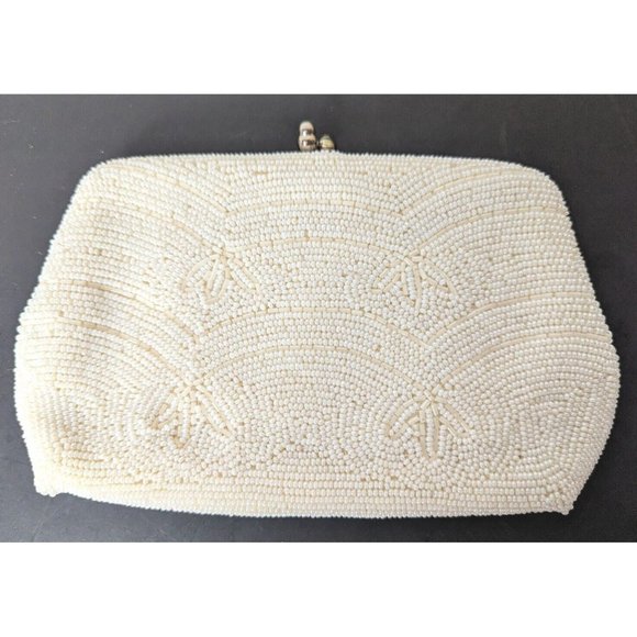 Handmade | Bags | Vintage Hand Beaded Evening Purse Early 95s All White ...